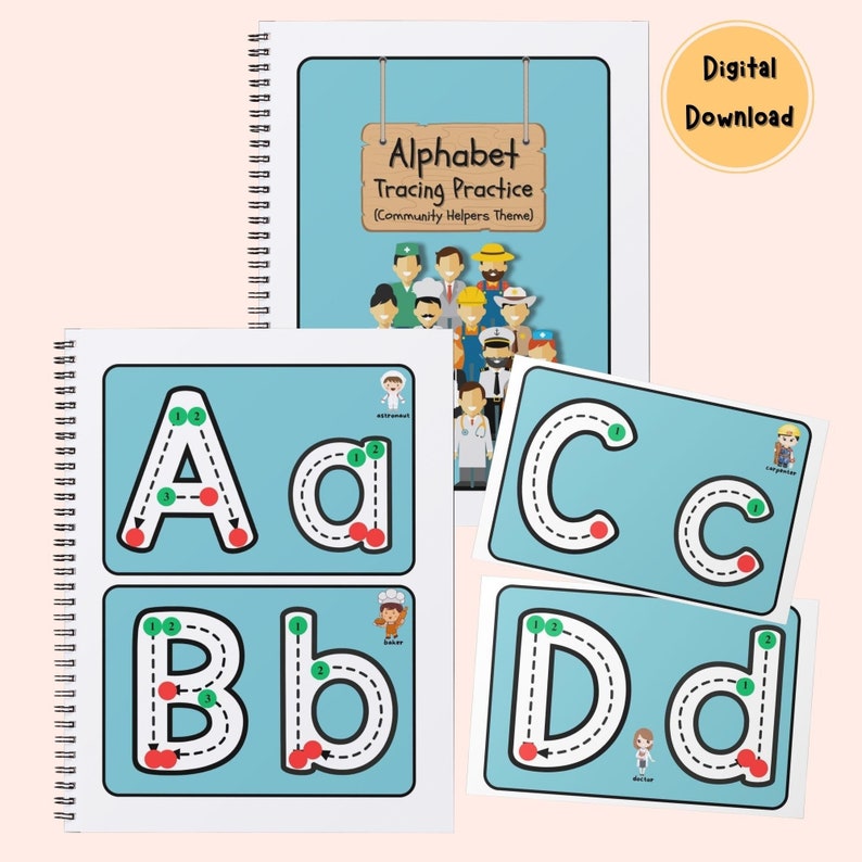 Alphabet Tracing Practice Community Helpers, 15-page Downloadable PDF ...