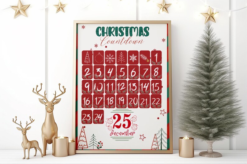Christmas Countdown Chart for Kids Fun Holiday Advent Calendar ...
