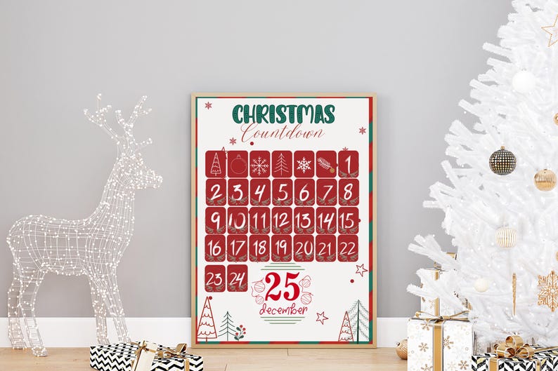 Christmas Countdown Chart for Kids Fun Holiday Advent Calendar ...
