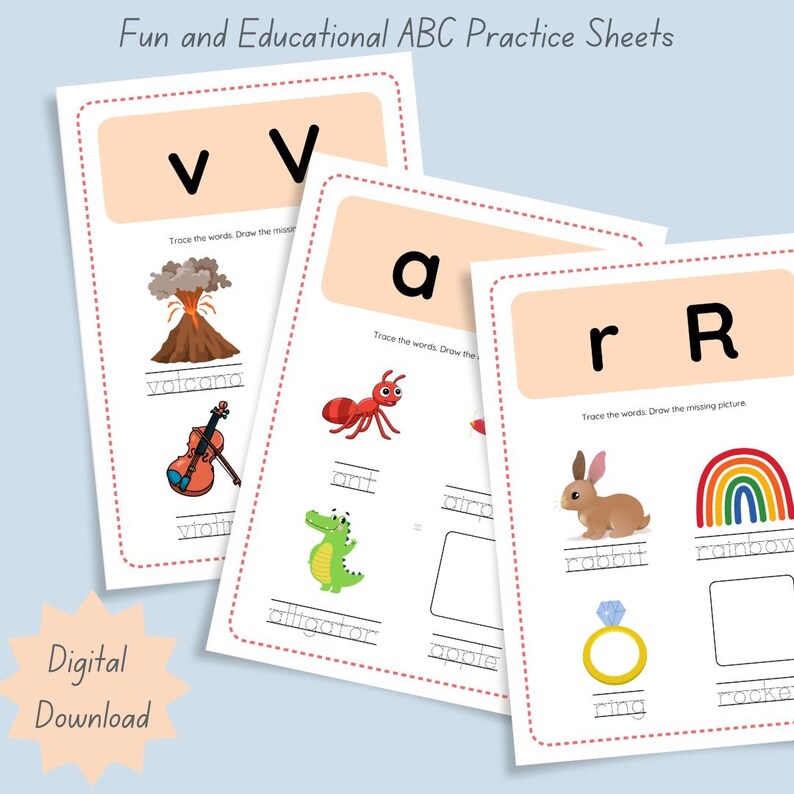 Alphabet Tracing Worksheets Fun ABC Learning Printable for Kids ...