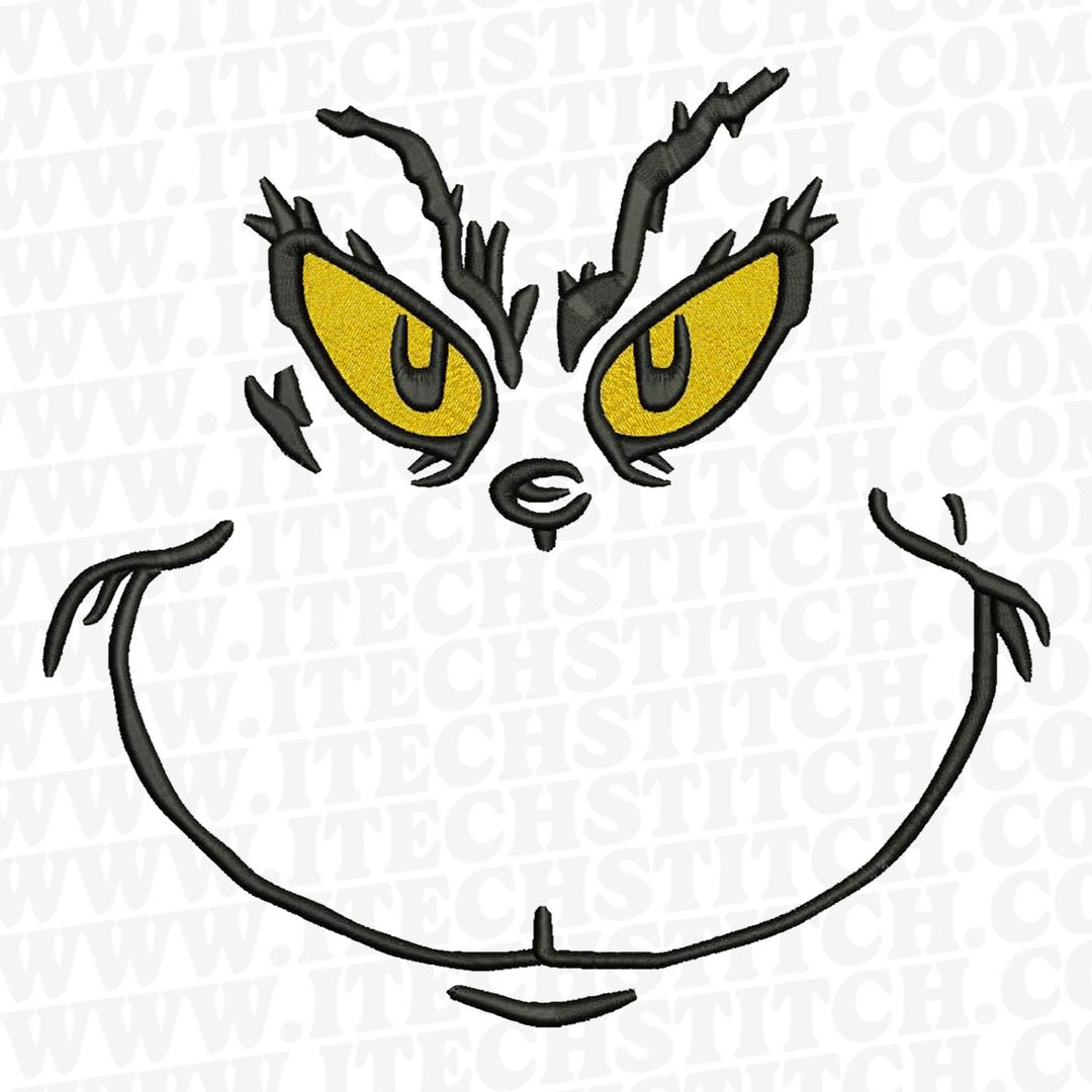 Grinch Face Embroidery Design - Christmas Embroidery File - Etsy