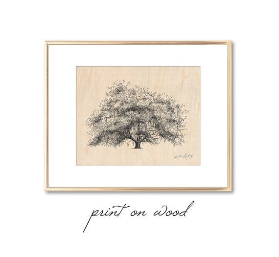 Wood Tree Art Old Oak Tree Print Nature Lover Gift 5th | Etsy