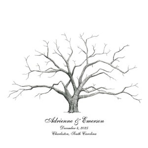 Personalized Thumbprint Tree Wedding Guest Book Alternative Live Oak ...