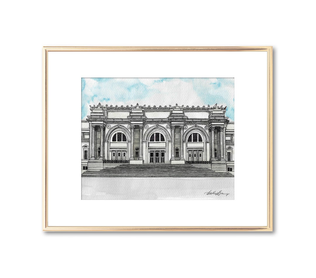 The Metropolitan Museum of Art - Hand Painted Watercolor - Pen and Ink ...