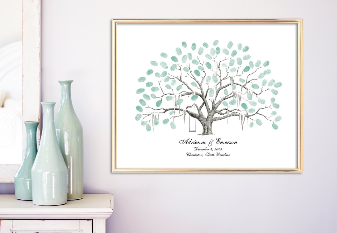 Personalized Digital File / Savannah Live Oak Thumbprint Tree Wedding ...
