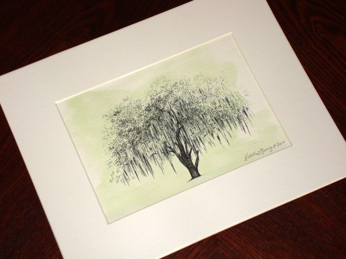 Watercolor Painting Old Oak Tree Print Hunter Oak Savannah - Etsy