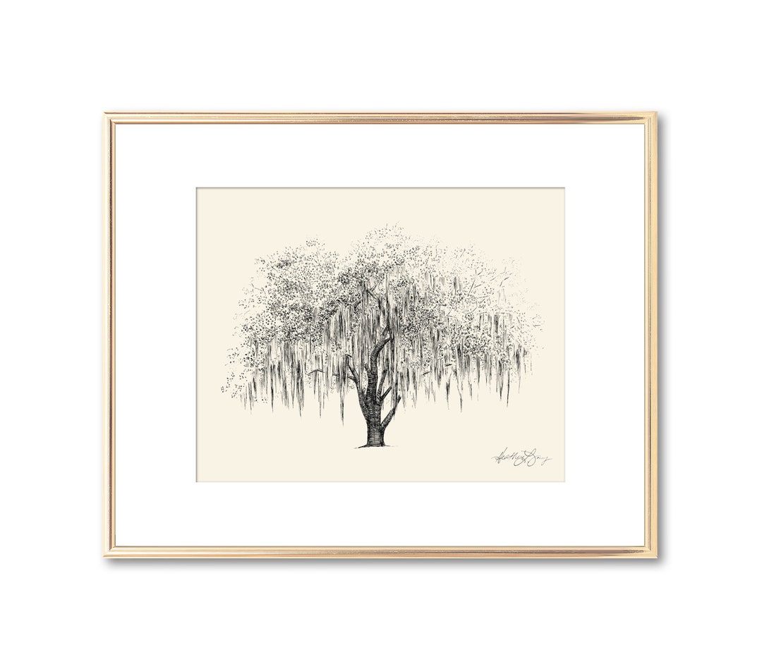 Botanical Illustration Oak Tree Print - Line Drawing - Nature Inspired ...