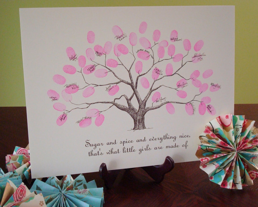 Personalized Baby Thumbprint Tree Guestbook Poster - Baby Shower - Baby ...