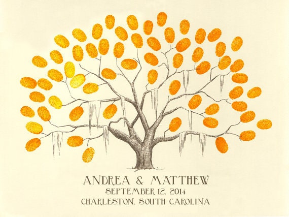 Fingerprint / Thumbprint Tree Personalized Guestbook | Etsy