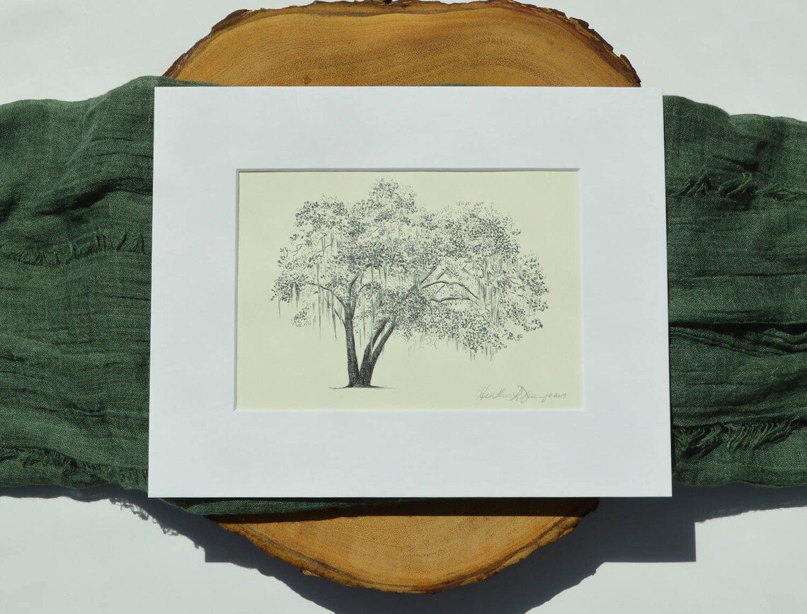 Savannah Georgia Old Oak Tree Print Line Art Nature - Etsy