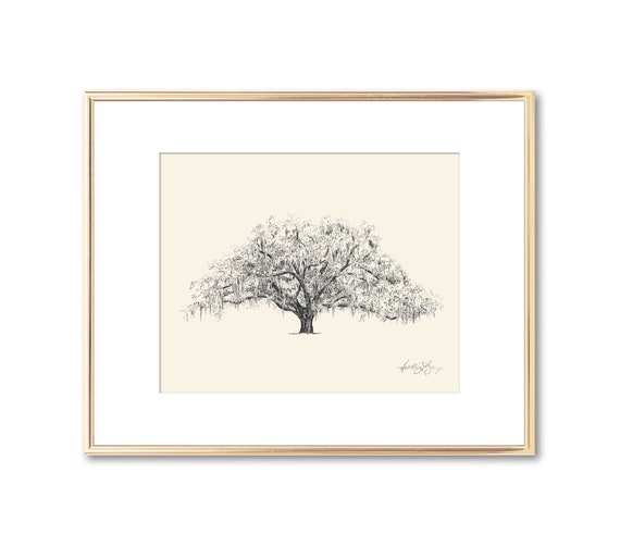 Old Oak Tree Print Nature Art Southern Farmhouse Decor - Etsy