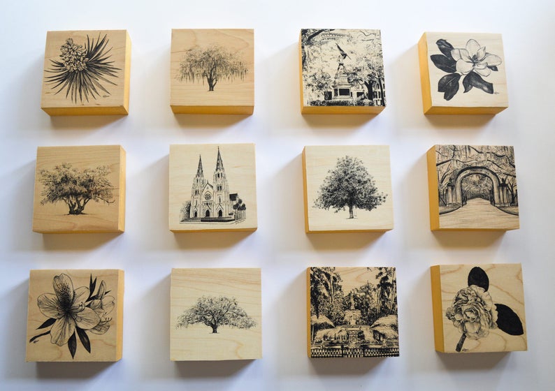 Tree Art Wood Block Print on Wood Old Oak Tree Drawing | Etsy