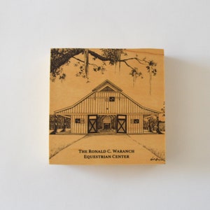 SCAD Equestrian Center - Pen and Ink Print on Wood - Wood Christmas ...