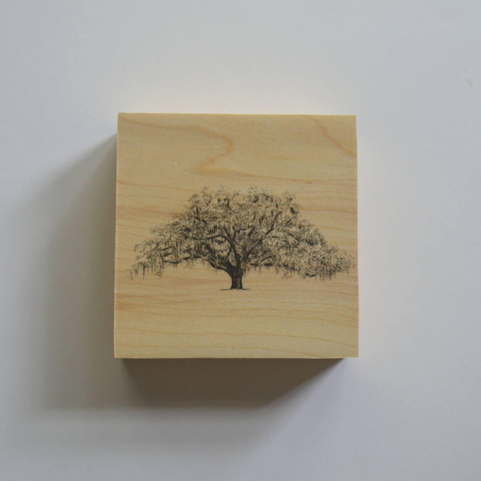 Tree Art Wood Block Print on Wood Old Oak Tree Drawing - Etsy