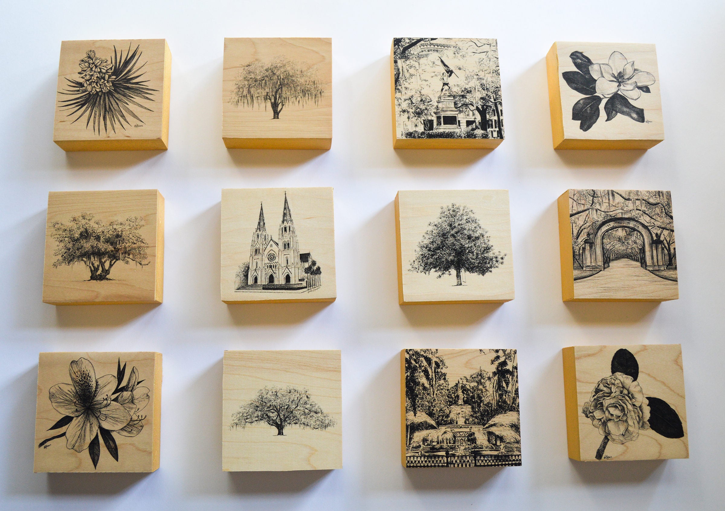 Olive Tree Drawing Christmas Ornament Wood Block Mini | Etsy