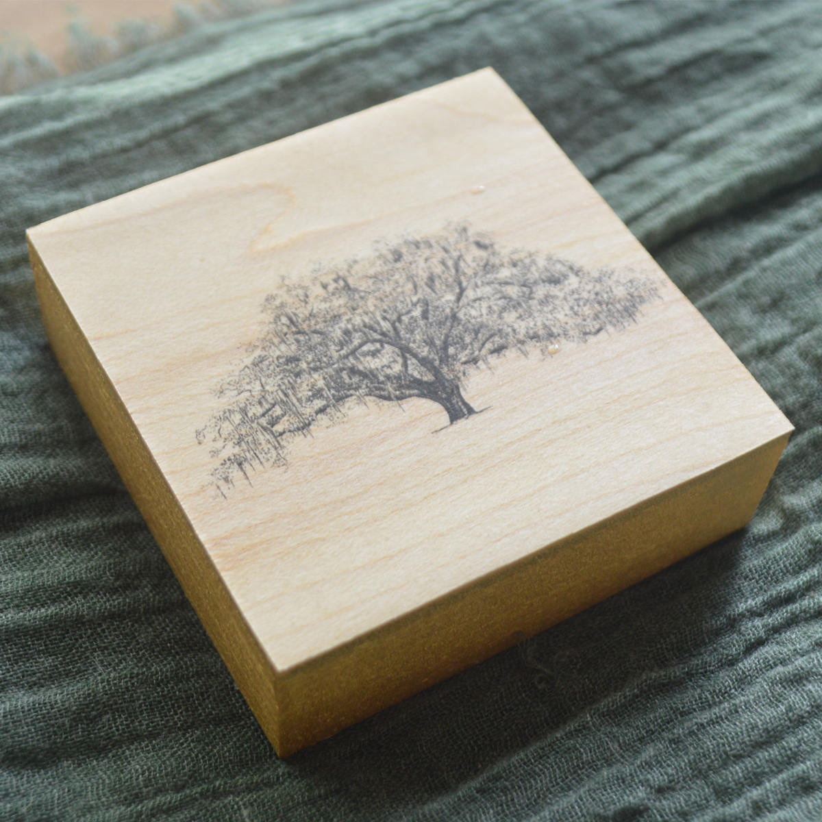 Tree Art Wood Block Print on Wood Old Oak Tree Drawing | Etsy