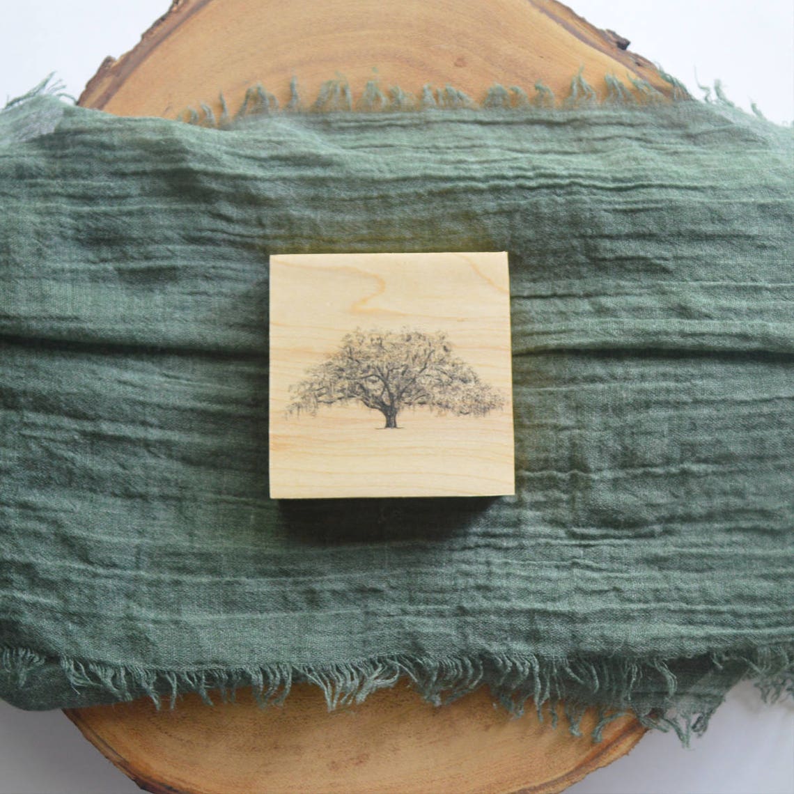 Tree Art Wood Block Print on Wood Old Oak Tree Drawing | Etsy