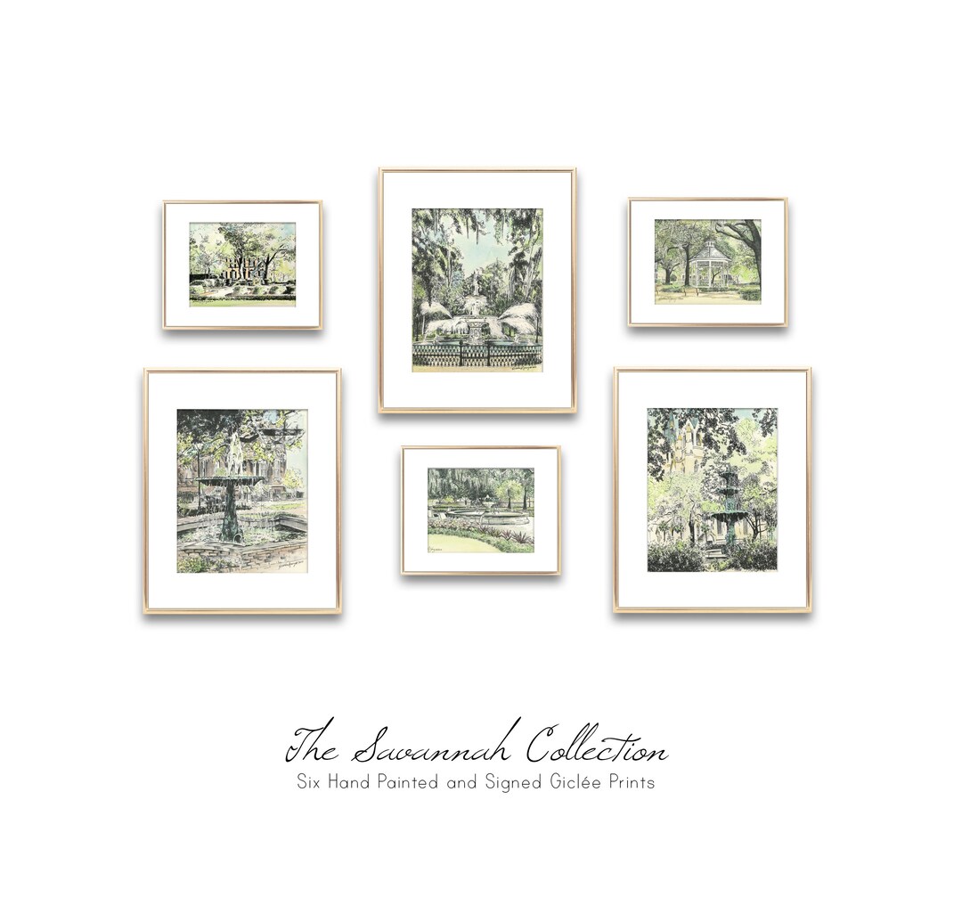 Collection of Savannah Square Watercolor Prints - Hand Painted Set of ...