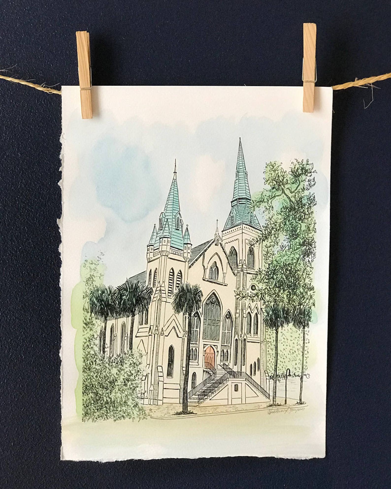 Hand Painted Watercolor Fine Art Print Wesley Monumental | Etsy