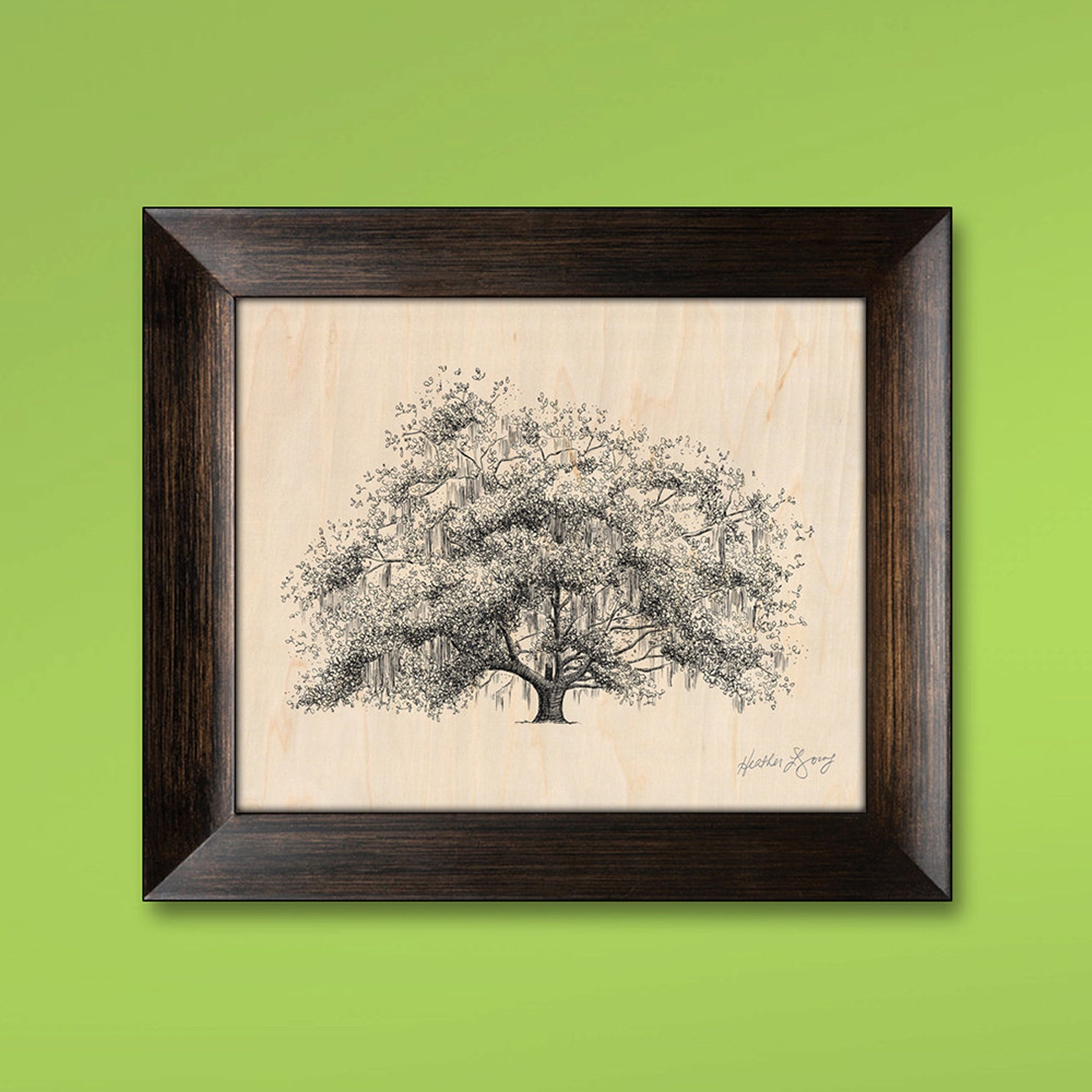 Collection of Oak Tree Prints Wood Wall Decor Technical - Etsy