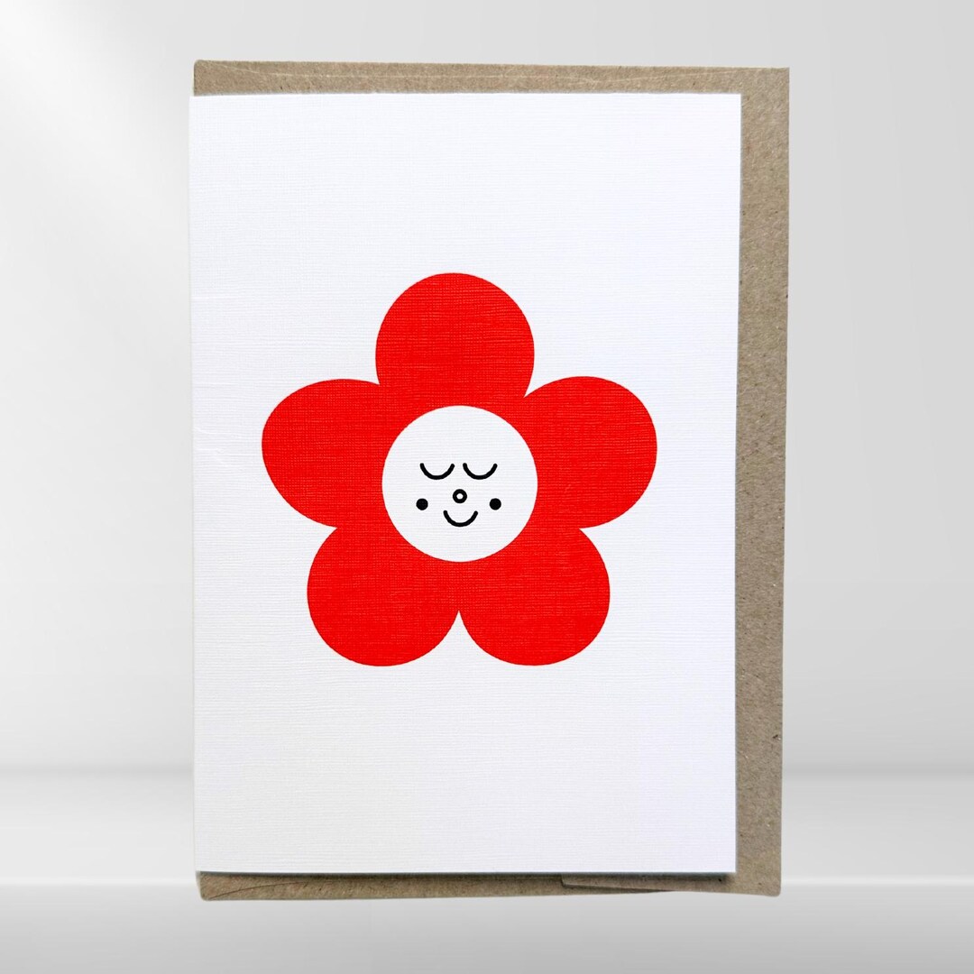 Red Flower Card, Blank Inside. Printable Digital Download Including ...