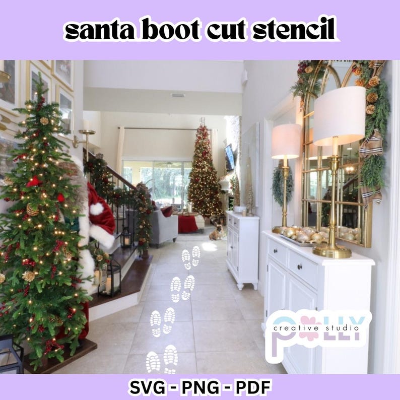 Santa Boot Print Stencil, Christmas Boot SVG, Santa Footprint Cut File ...