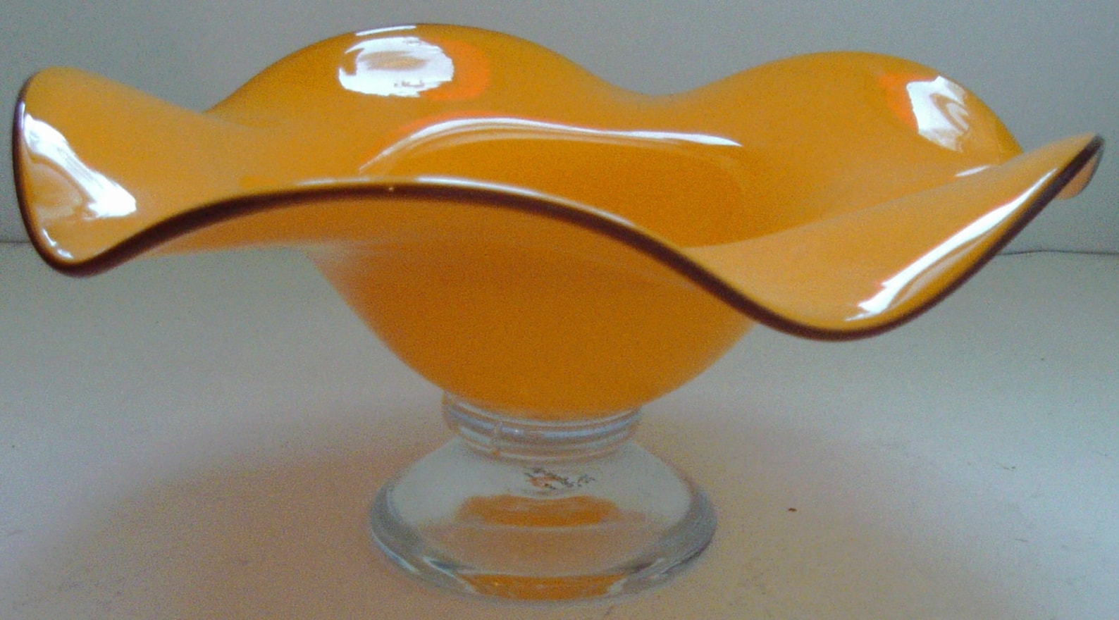 Teleflora Bowl, Orange and Black, Vintage Art Glass 1980's - Etsy