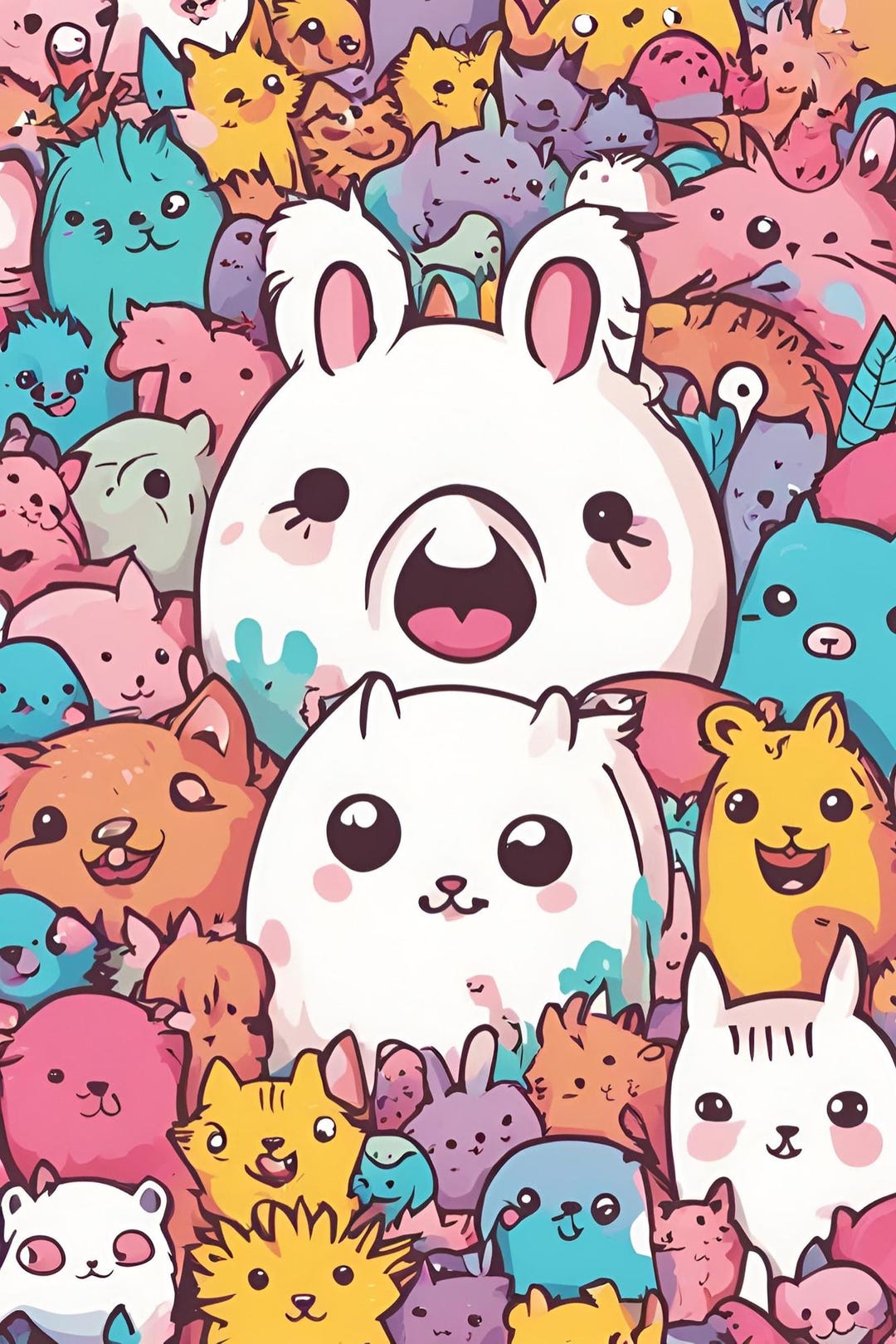 Coloring Book, Kawaii, Animals, Print and Paint - Etsy