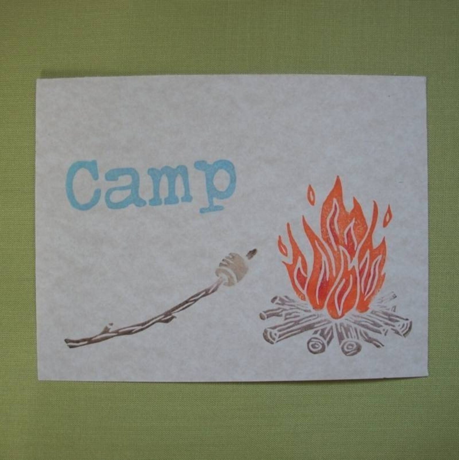 Campfire Rubber Stamp Hand Carved Fire Stamp | Etsy
