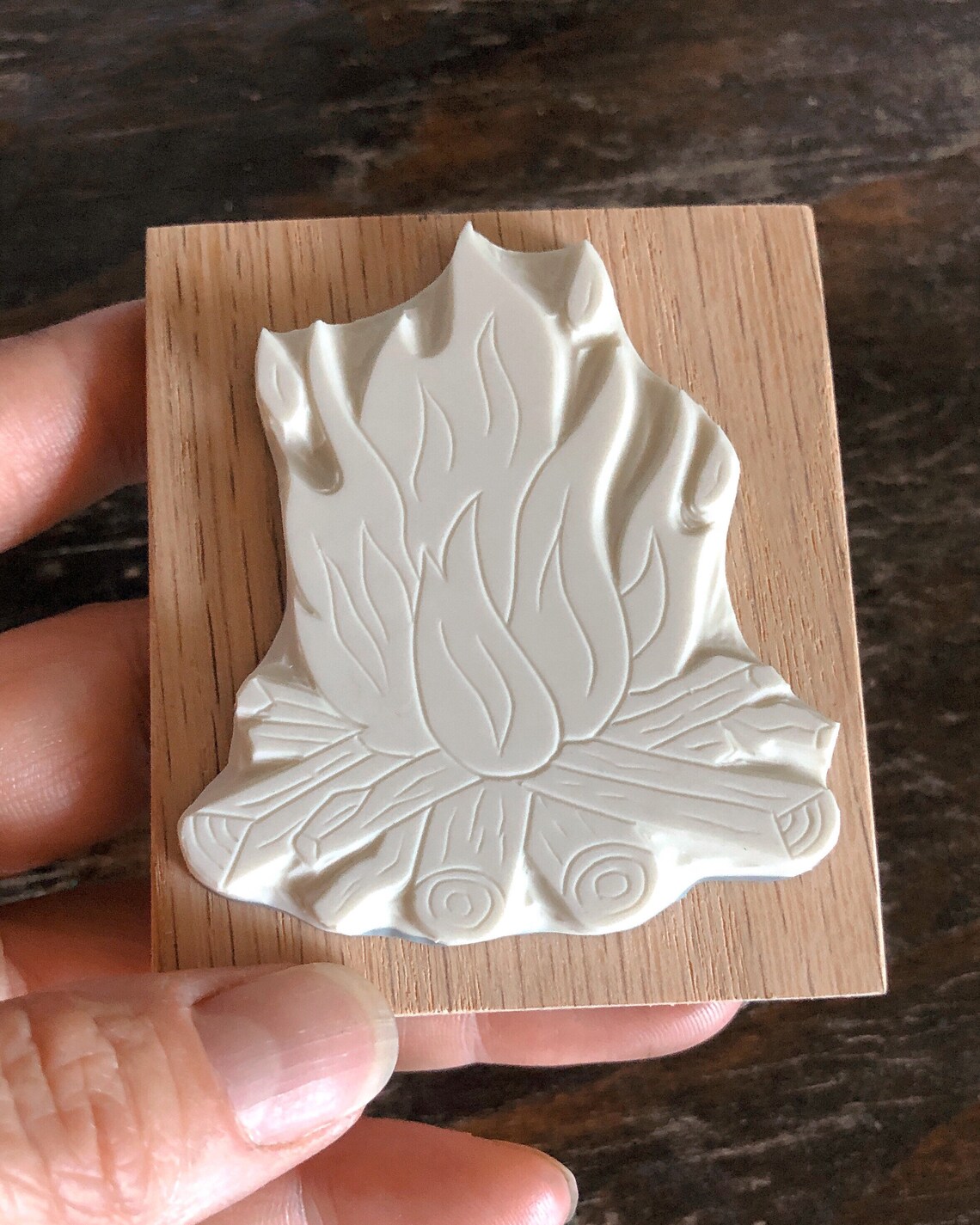 Campfire Rubber Stamp Hand Carved Fire Stamp | Etsy
