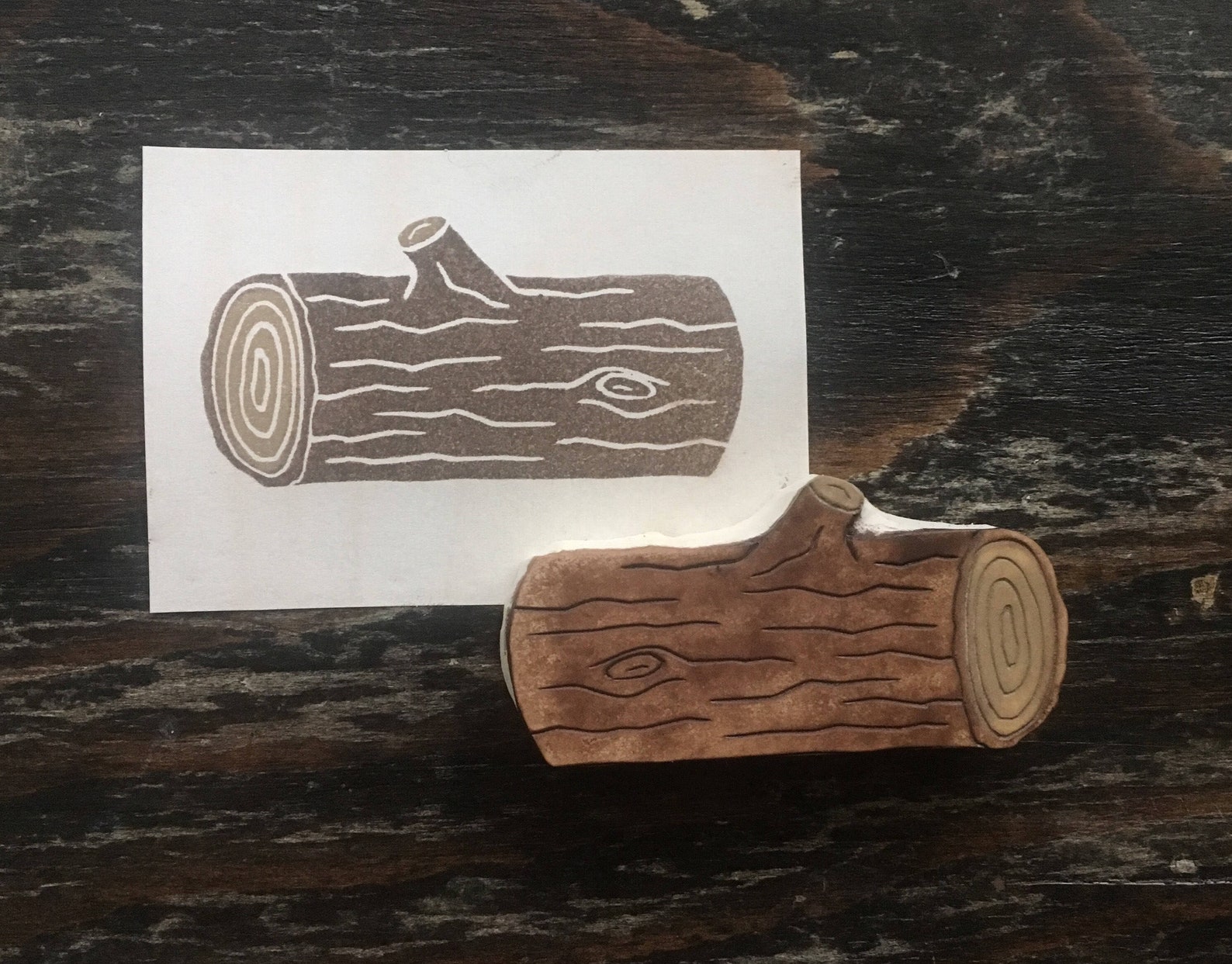 Handmade Log Rubber Stamp Log Stamp | Etsy