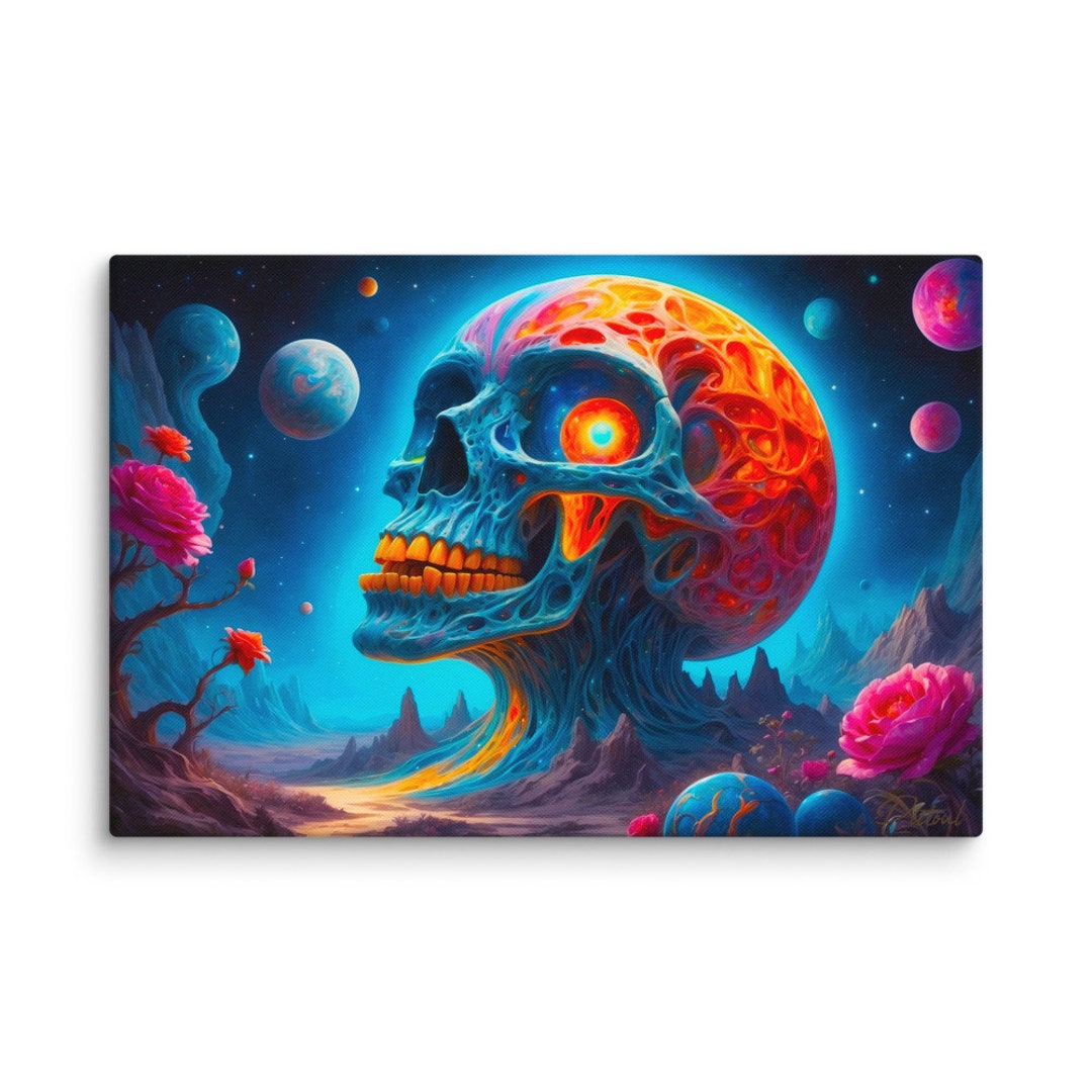 Pictoul Creation, Canvas Print, Illuminated Astral Skull cosmic Odyssey ...