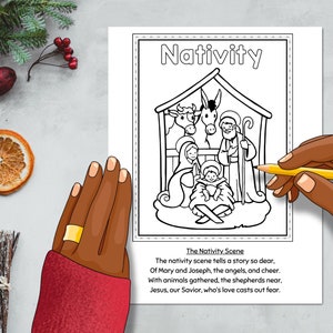 29 Page Advent Kid Coloring Printable Digital Nativity Coloring Bundle ...