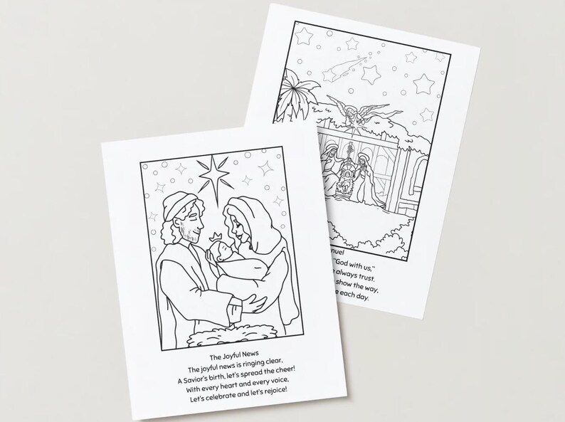 29 Page Advent Kid Coloring Printable Digital Nativity Coloring Bundle ...