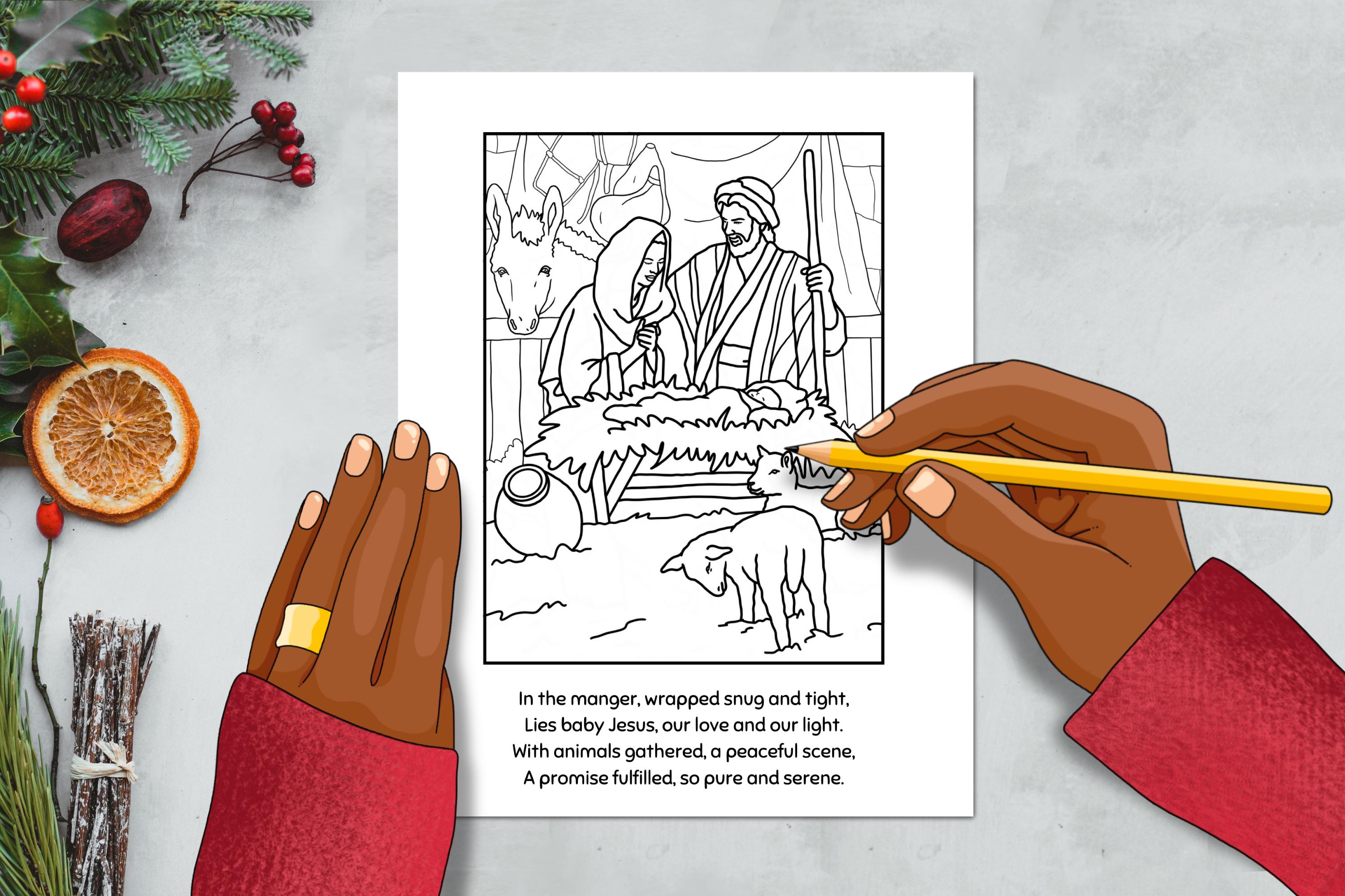 29 Page Advent Kid Coloring Printable Digital Nativity Coloring Bundle ...