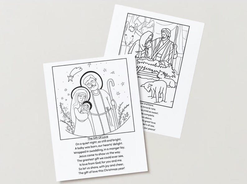 29 Page Advent Kid Coloring Printable Digital Nativity Coloring Bundle ...