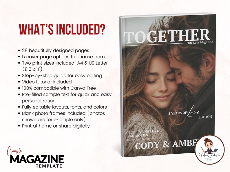 Editable Couple Magazine Template | Anniversary Scrapbook Memory Book ...