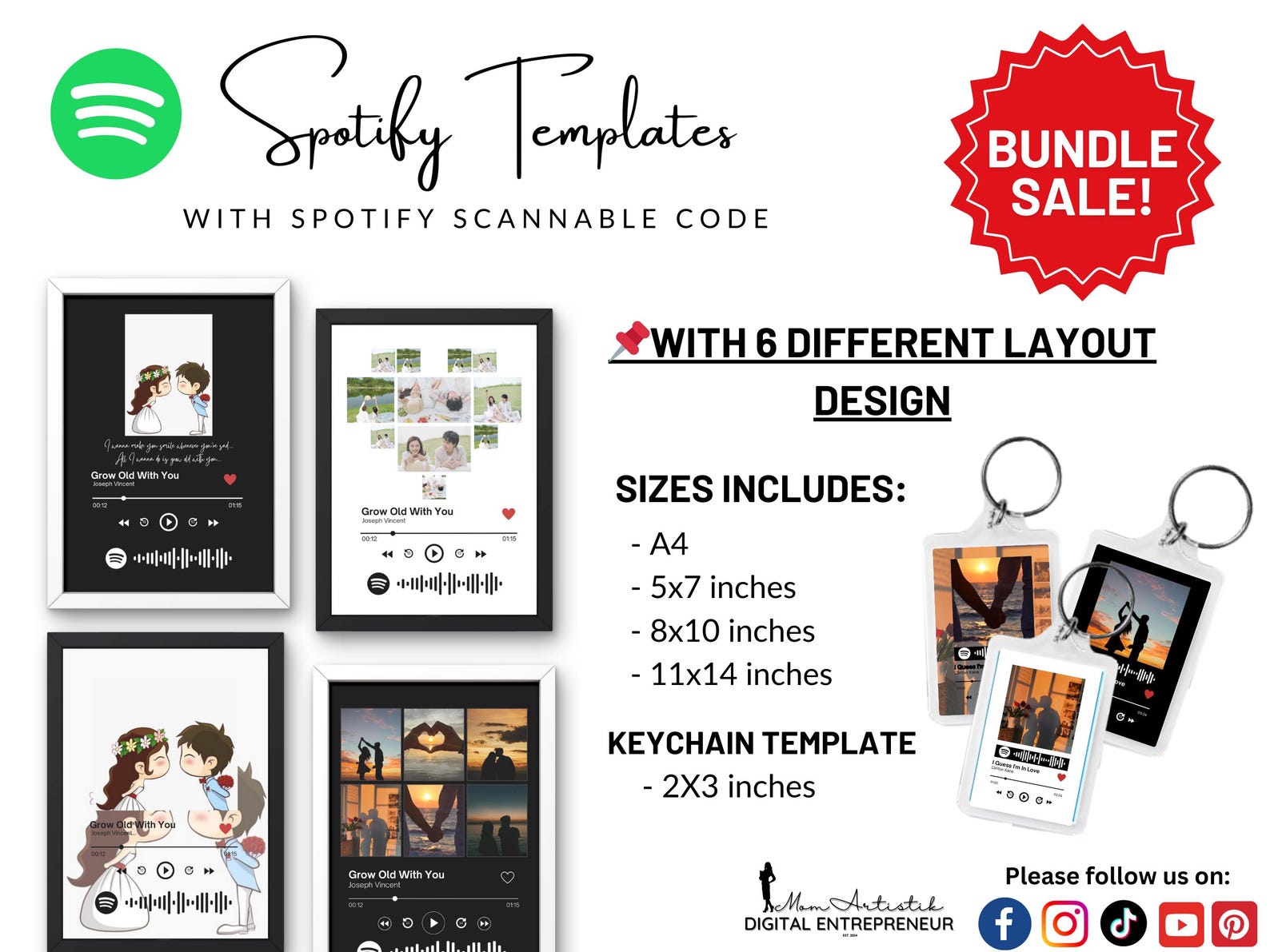Spotify With Scannable Code Template EDITABLE in Canva | Music Photo ...