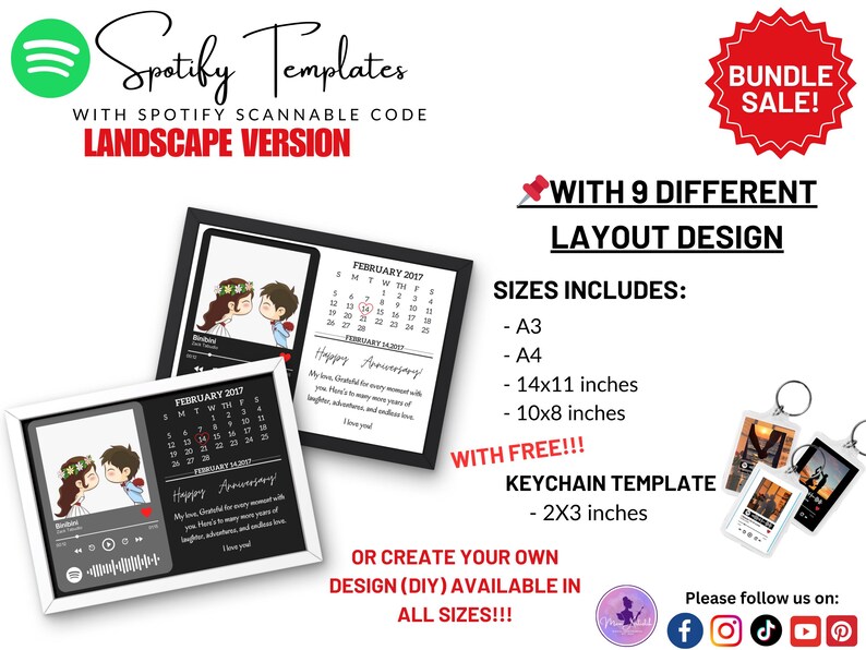 Spotify With Scannable Code Template Editable in Canva Landscape ...