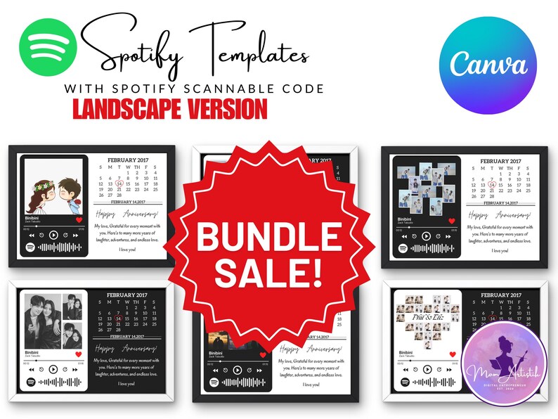Spotify With Scannable Code Template Editable in Canva Landscape ...