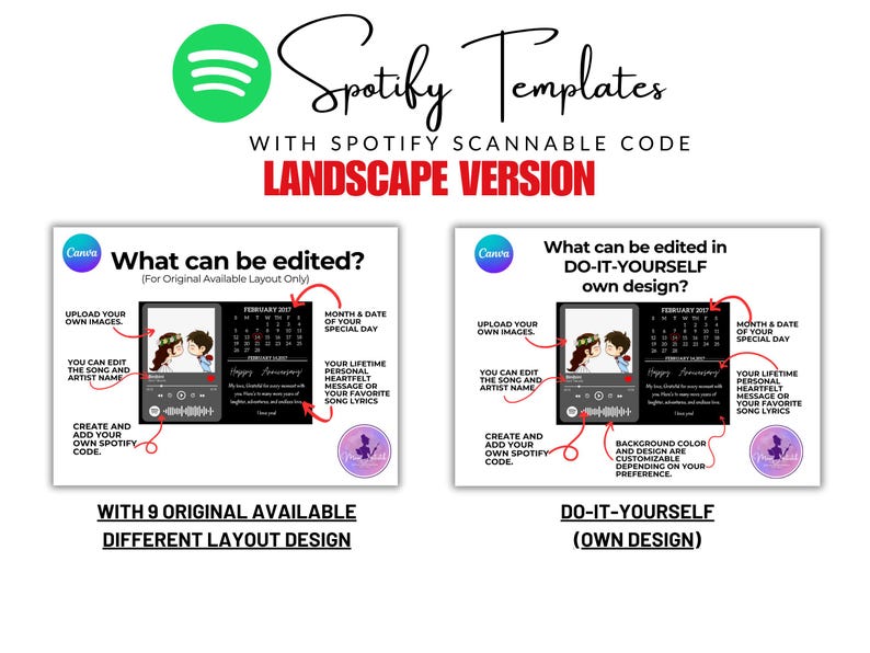 Spotify With Scannable Code Template Editable in Canva Landscape ...