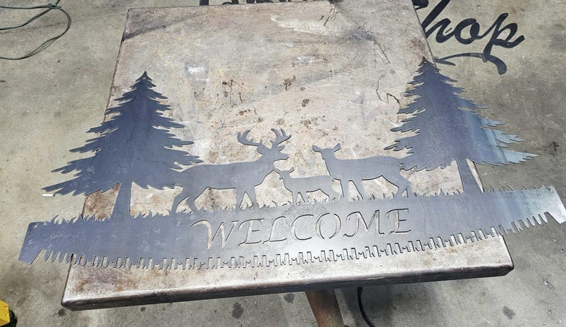 Welcome Deer Crosscut Saw DXF SVG CNC Plasma Laser Digital Downloads ...