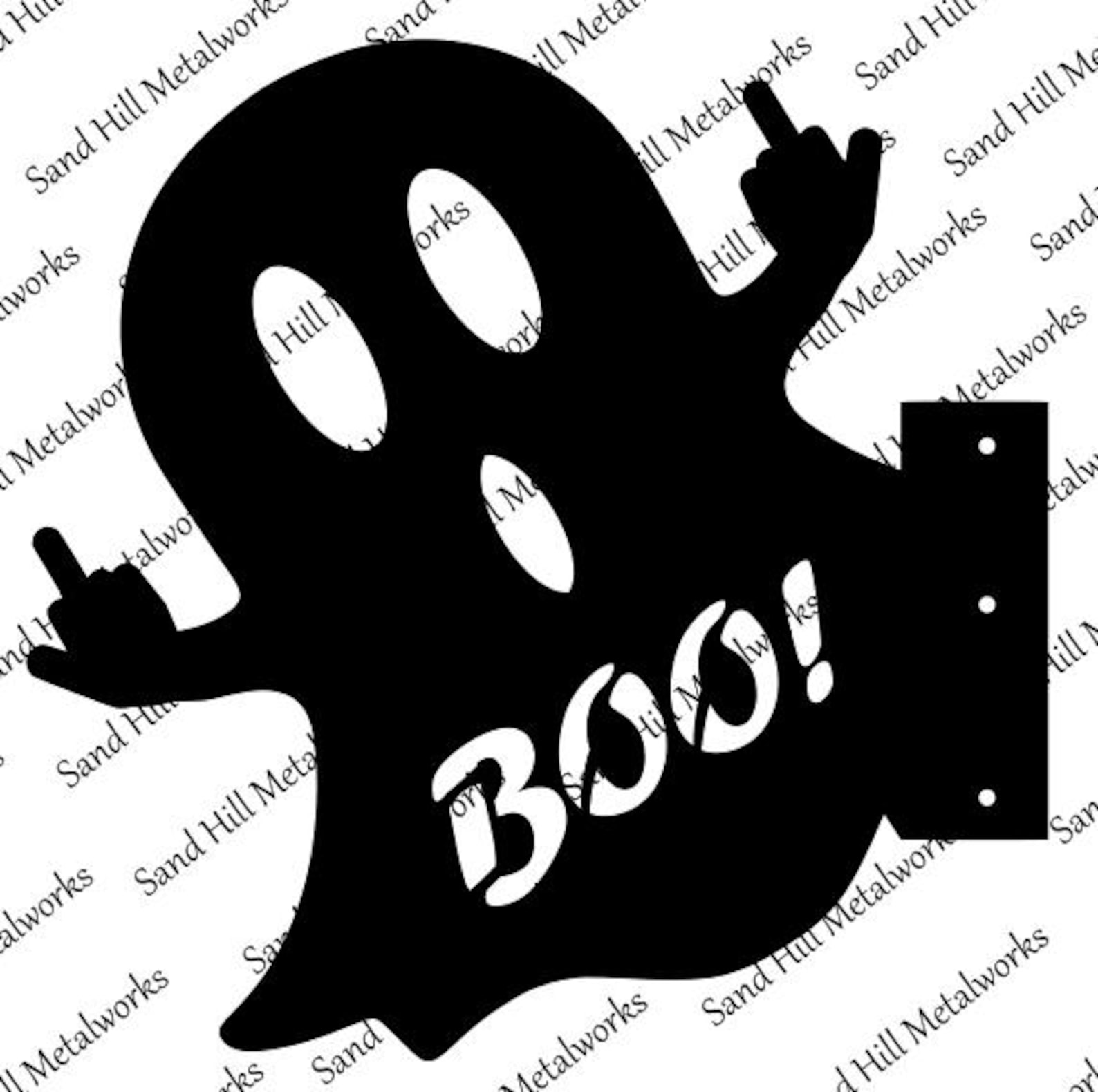 Funny Halloween Ghost Flipping off - CNC Plasma Laser Cut File (SVG DXF ...