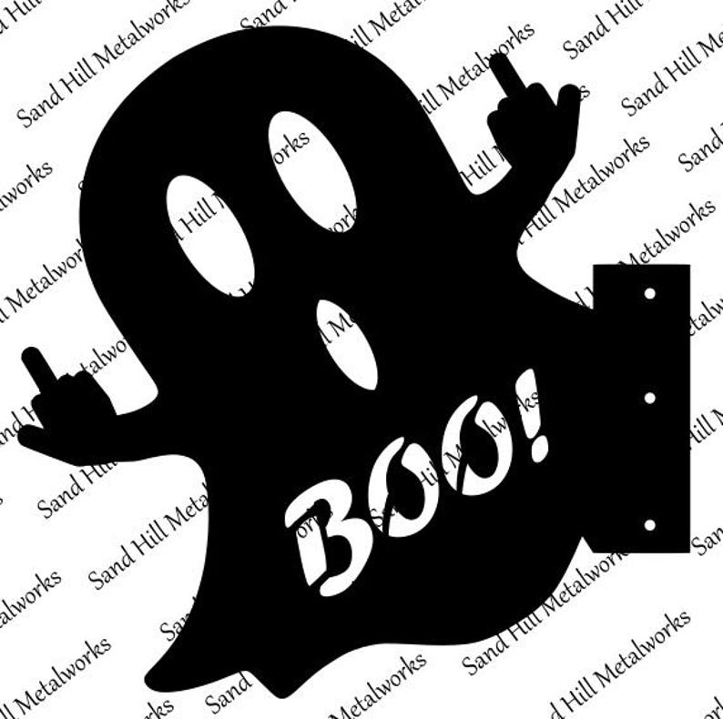 Funny Halloween Ghost Flipping off - CNC Plasma Laser Cut File (SVG DXF ...