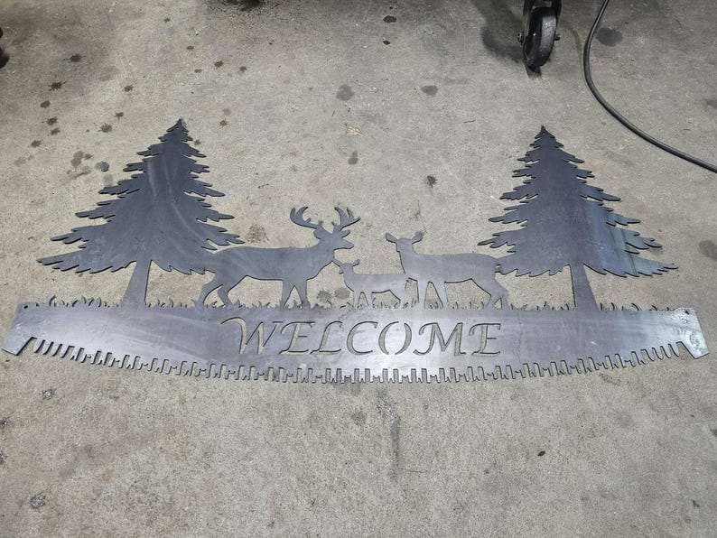 Welcome Deer Crosscut Saw DXF SVG CNC Plasma Laser Digital Downloads ...