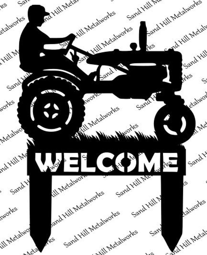 Farmer Welcome Stake Granddad Dad SVG DXF CNC Plasma Laser Farm Tractor ...