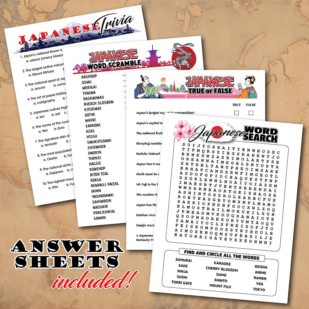 Japanese Printable Games Pack,cultural Activities Bundle,coloring Pages ...