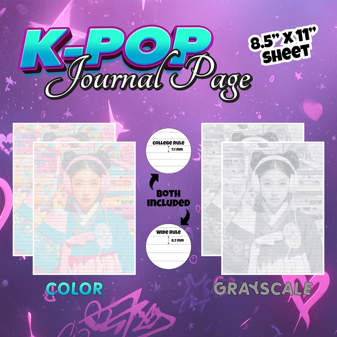 K-pop Printable Journal Pages, K-pop Stationery, Digital Download K-pop ...
