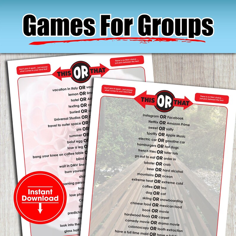 Would You Rather Game Printable Game, Office Party Game, Game for ...
