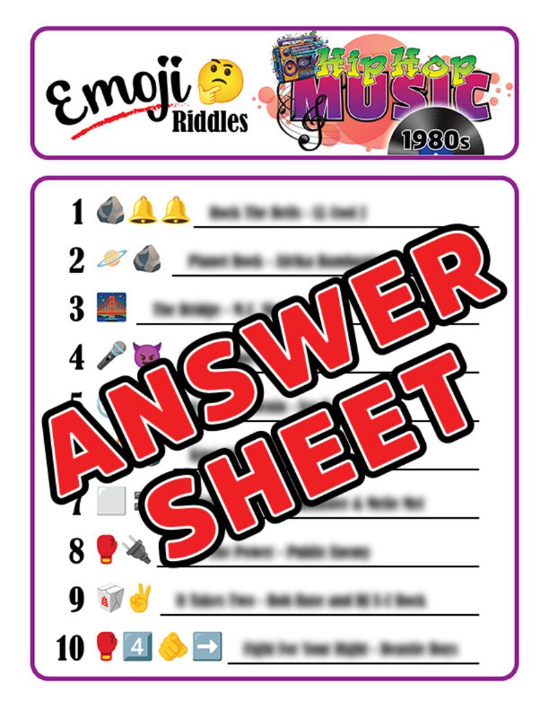 1980s Hip Hop Music Emoji Game, Emoji Pictionary, Games for Music ...